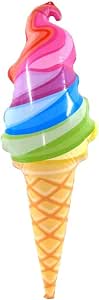Amazon.com: 34" Inflatable Rainbow Ice Cream Cone Swim Pool Water Float ...