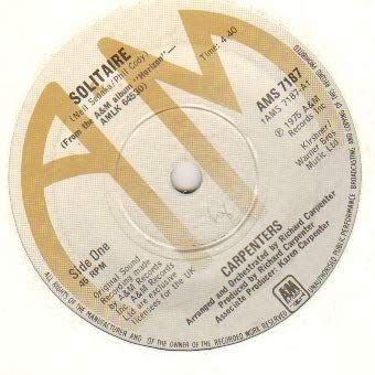 Amazon.com: CARPENTERS - SOLITAIRE - 1975 original - 7 inch vinyl / 45 ...