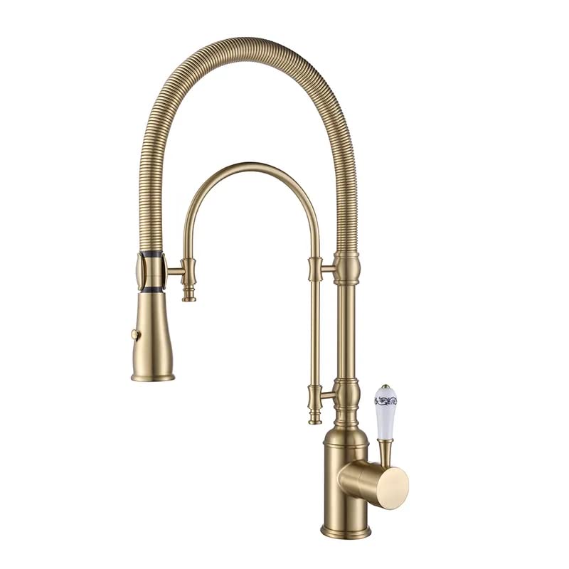 Kunmai Single Handle High Arc Kitchen Sink Faucets Brushed Gold Dual ...