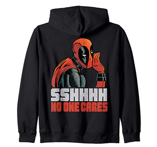 Marvel Deadpool Shhh No One Cares Portrait Zip Hoodie - SantaBILT®