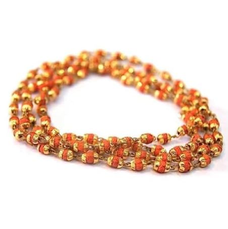 BluDiamond Golden Capped Rudrani Mala Brown Beads Rudrani Mala Original ...