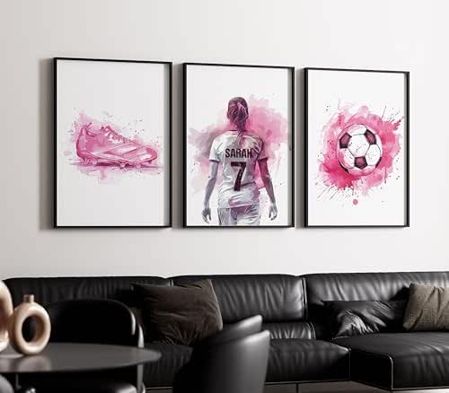 Personalised Football Wall Art Print, Girl Football Posters, Female ...
