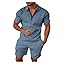 Men's Tracksuit Set 2-Piece Suit Pants Polo Shirt Short Sleeve Beach ...