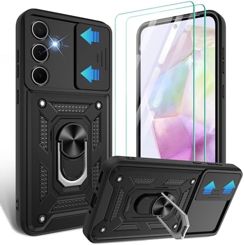 Amazon.com: for Samsung Galaxy A35 5G Phone Case with Screen Protector*2 with Slide Camera Cover ...
