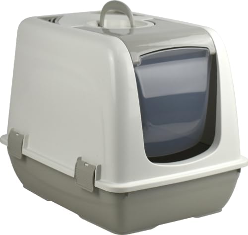 Catit Large Hooded Grey Litter Box with Airsift Filter System : Amazon ...