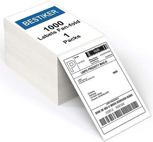 BESTIKER 4”x6” Direct Thermal Labels Pack of 1000, Commercial Grade Fan ...