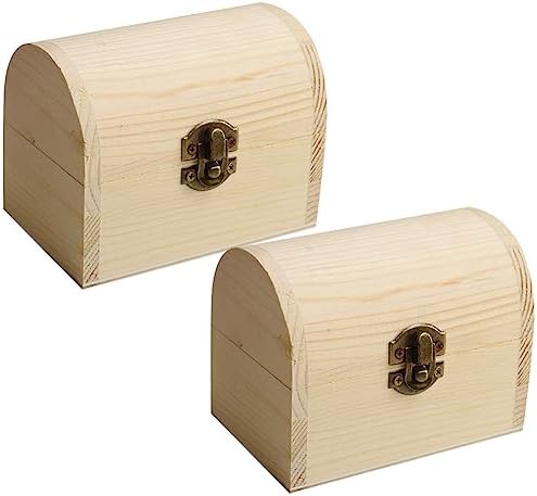 Amazon.com: 2Pcs Unfinished Wooden Box with Hinged Lid Empty Mini ...