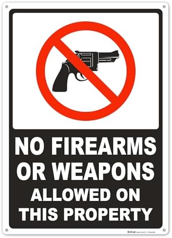 Amazon.com: Brimar - 10" x 14" - No Firearms or Weapons Sign - .040 ...