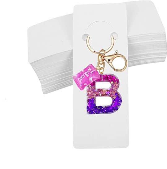 Zenomia Paper Keyring Jewelry Display Card, White Keychain Craft Tag 50 ...