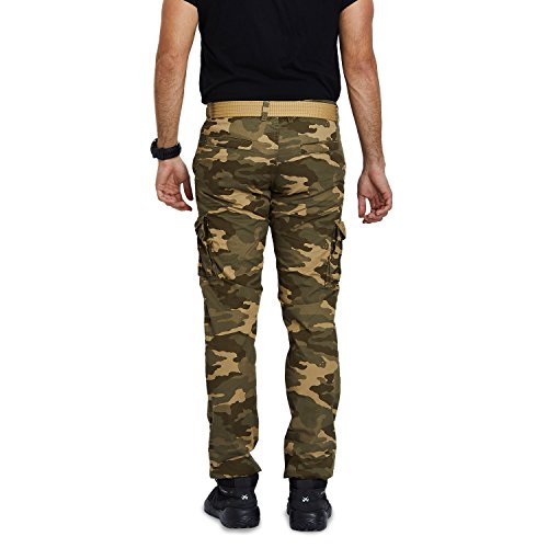 Buy BEEVEE Mens Khaki Fixed Waist Cargo with Belt(FMCR1494KHAKI_42) at ...