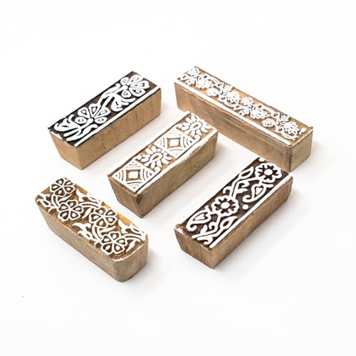 Wooden Stamps for Block Printing - Border Shaped Wooden Finger Stamps ...