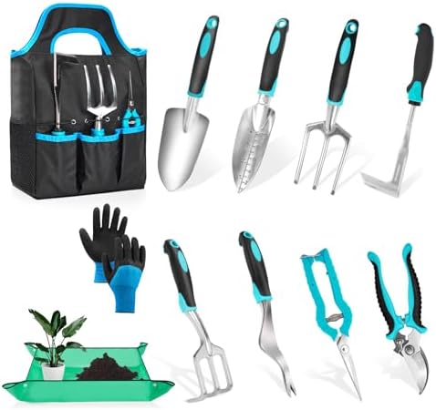 Amazon.com : MelonArt Garden Tool Set,10 Pcs Heavy Duty Gardening Hand ...