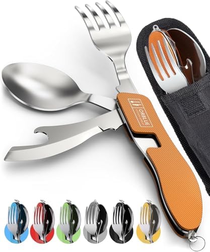 Amazon.com: 5 Pcs Travel Utensil Set 6 in 1 Multifunction Flatware ...
