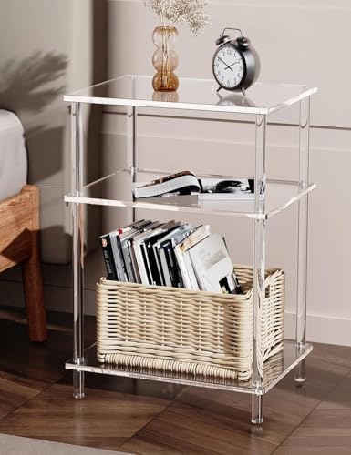 Amazon.com: LUOBAO Acrylic End Table, Acrylic Small Side Table for Small Space,for Office ...