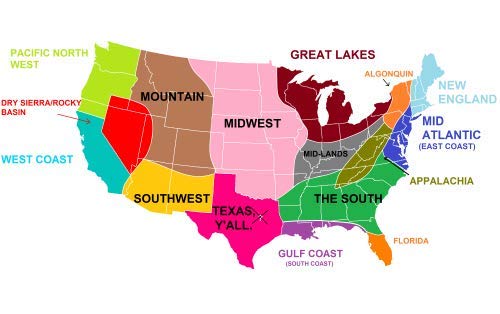 United States Regions Map Printable Southwest States Map