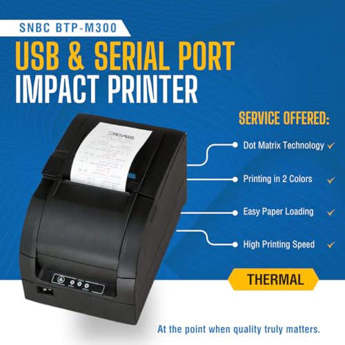 Buy SNBC 132081 Model BTP-M300 Impact Receipt Printer with USB and ...