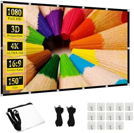 Amazon.com: Projector Screen TOWOND 150 inch Projection Screen Indoor ...