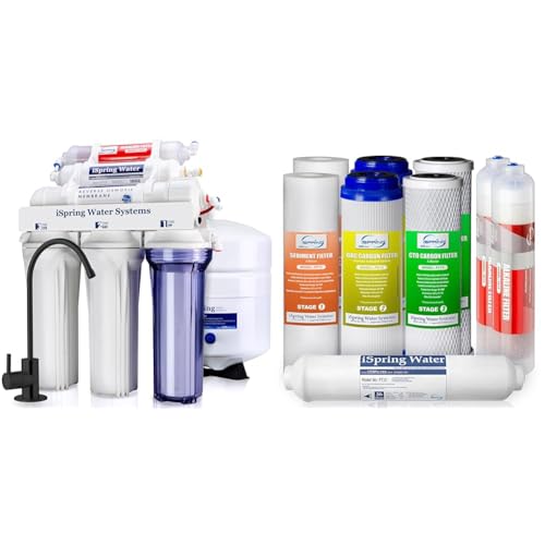 iSpring 6-Stage Alkaline Reverse Osmosis System RCC7AK-BLK with Black ...