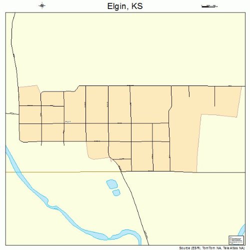 Large Street & Road Map of Elgin, Kansas KS - Printed poster size wall ...