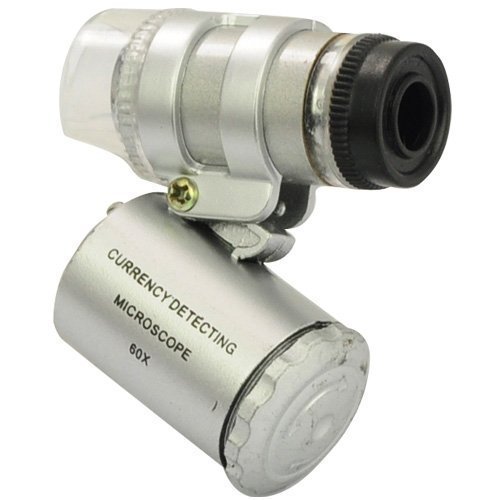 Super Mini 60X Microscope with 2-LED Illumination + Currency Detecting ...