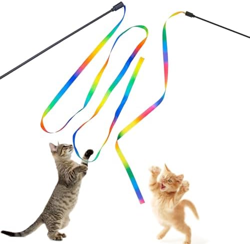 Amazon.com : itPlus Indoor Cats Toy(2Packs), Interactive Cat Wand Toys ...
