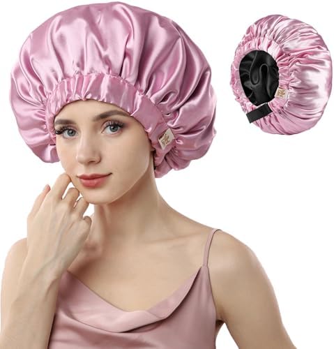 Amazon.com: NVNAN Satin Bonnet for Women,Double Layer Adjustable Sleep ...