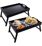 SHUESS 2 Pack Wooden Tray - 40 x 30 x 5cm Rectangular Bamboo Tray with ...