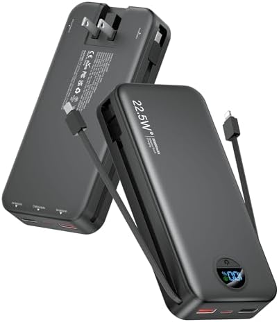 Amazon.com: Miady Portable Charger Built-in Foldable Wall Plug, PD 30W ...