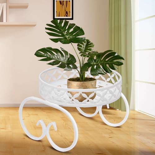 Santentre White Metal Plant Stand - Anti-Rust Iron, Outdoor & Indoor ...