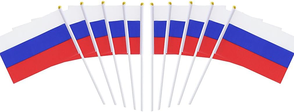 Amazon.com : 10 Pack Russia Russians Flags on Stick 5x8 Inch,Patriotic ...