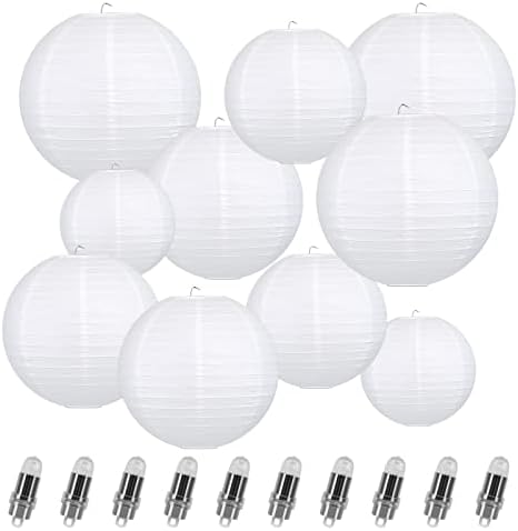 DazzLiteer 12pcs Colorful Paper Lanterns with LED Light, Decorations ...