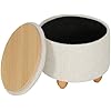 WOLTU Round Stool with Storage Space, Footstool with Lid, Padded Stool ...