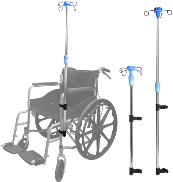 Wheelchair IV Pole Stainless Steel Infusion Stand – Adjustable Height ...