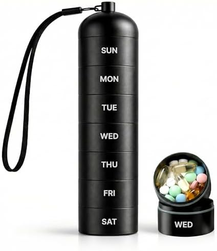 Metal Moisture-Proof 7 Day Pill Organizer - Aluminum Alloy Weekly Pill ...