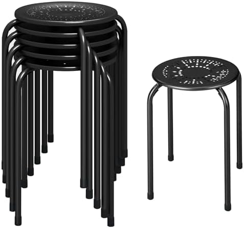Amazon.com: COSTWAY 6-Pack Plastic Stack Stools, 17.5-Inch Portable ...