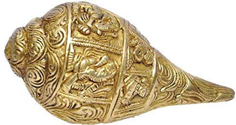 Buy Brass Ganesha Carving Shankh | Home Decor | Brass Shankh for Pooja ...