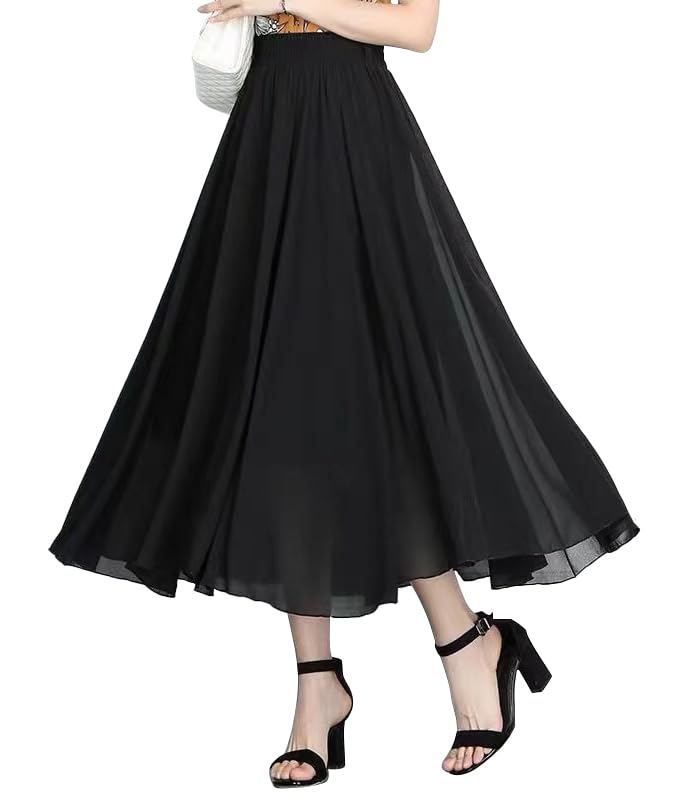 Amazon.co.jp: [Syvent] レディース 花柄 ロング丈 シフォン フレア