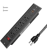 Desk Power Bar with USB Recessed Mounted Desktop Power Strip 2 Outlets ...