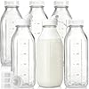 Amazon.com: Liter Glass Milk Bottles w 100% Airtight Heavy Duty Screw ...