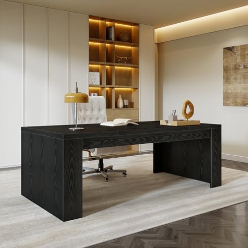 Amazon.com: Tribesigns 70.9-Inch Executive Desk, Large Wooden Computer ...