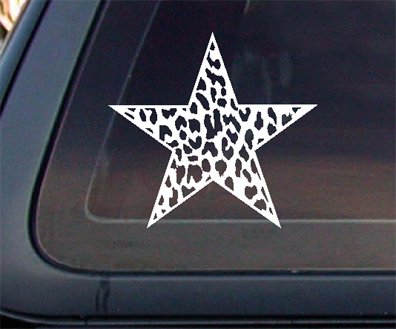 World Design Leopard Print Star Car Decal/Sticker - White: Amazon.com ...