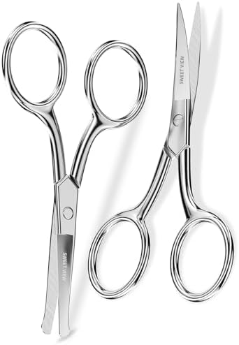SWEET VIEW Eyebrow Scissors Curved and Rounded Nail Scissors - Small ...
