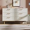 BTM Sideboard Cabinet for Living Room, White Chest of Drawers with 6 ...