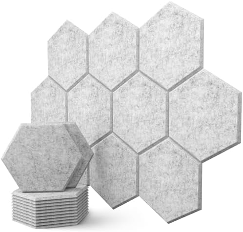 Hexagon Acoustic Panels, Self-Adhesive, Pack of 12, Sound Absorber ...