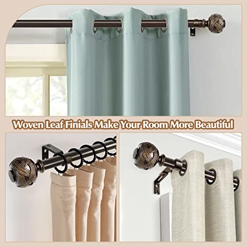 Bronze Curtain Rod with Woven Leaf Pattern Finials