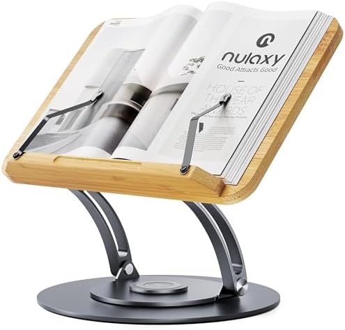 Tounee Book Stand for Reading, Adjustable Book Holder with 360° Swivel ...