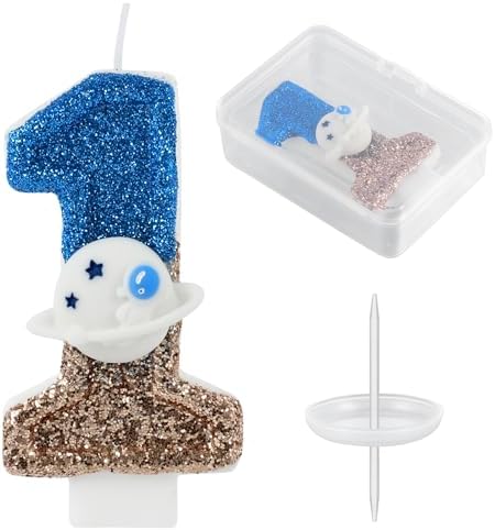Amazon.com: Space Birthday Candle Astronaut Blue Number 1 Candle Outer ...
