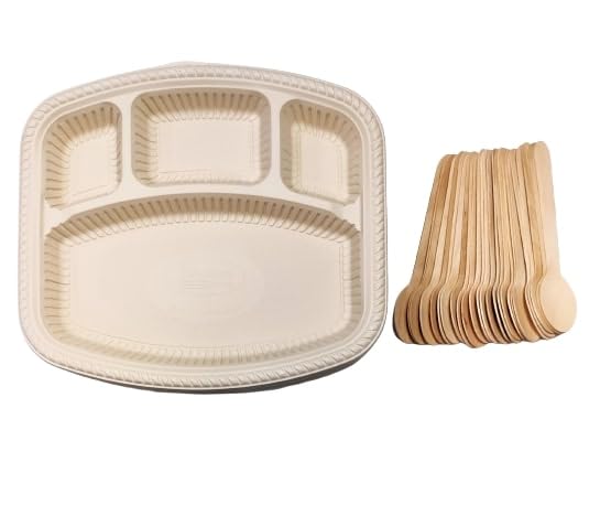 Buy Hriday Foods Corn Starch Disposable Plates - Set of 25 with Free ...