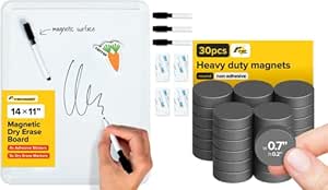 Amazon.com: Whiteboard & Magnets, Dry Erase Board with Markers + Heavy ...