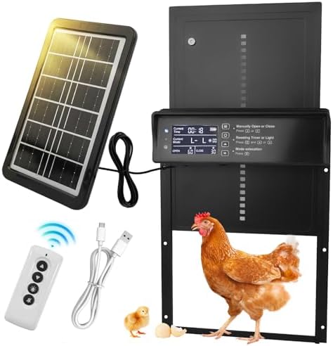Amazon.com: Mollan Automatic Chicken Coop Door - Solar Powered Auto Chicken Door Opener with ...